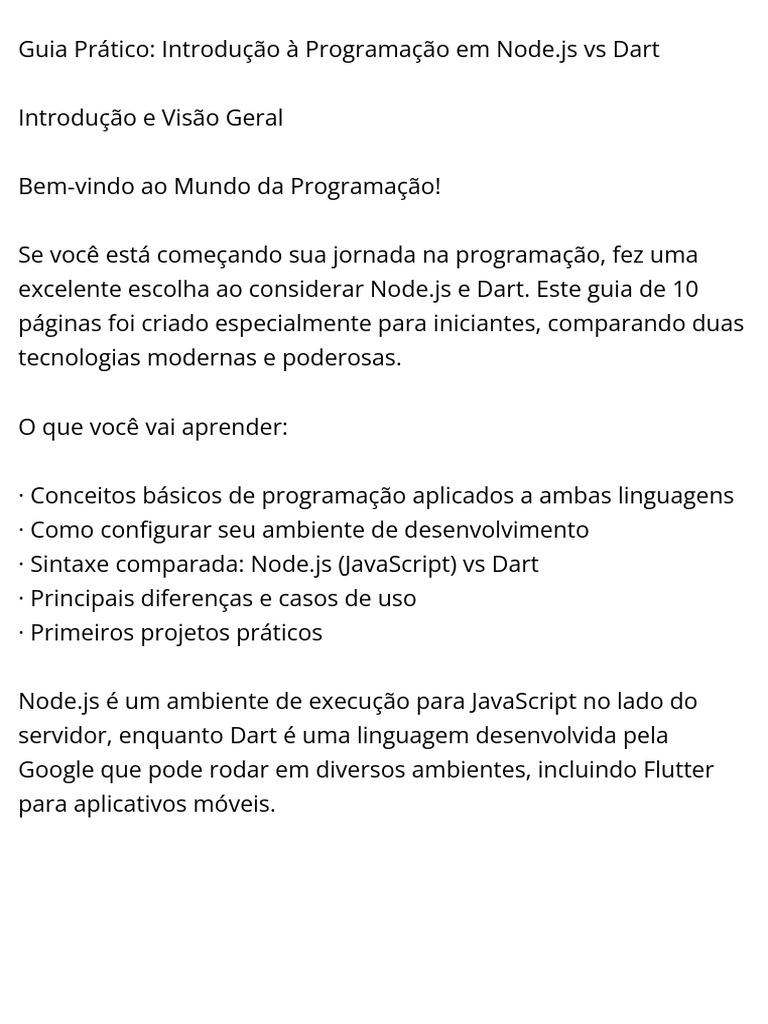 Node.js vs Dart: Guia para Iniciantes | PDF | Script Java | Aplicativo ...
