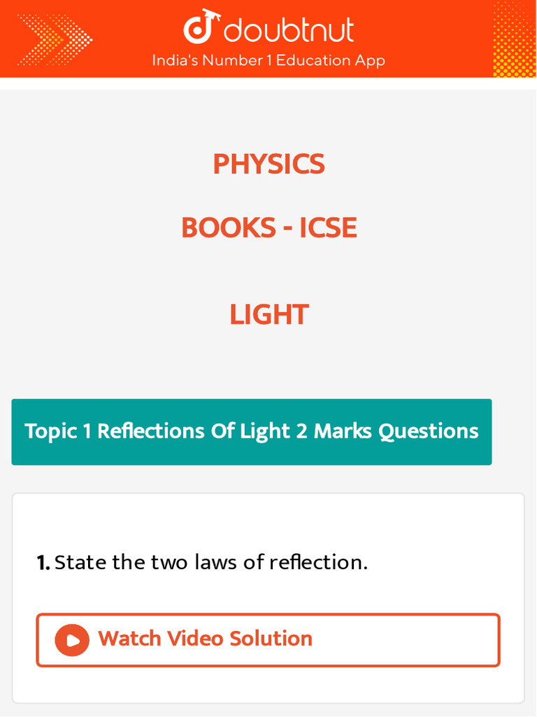 Reflections of Light: ICSE Physics Guide | PDF | Glass Engineering And ...
