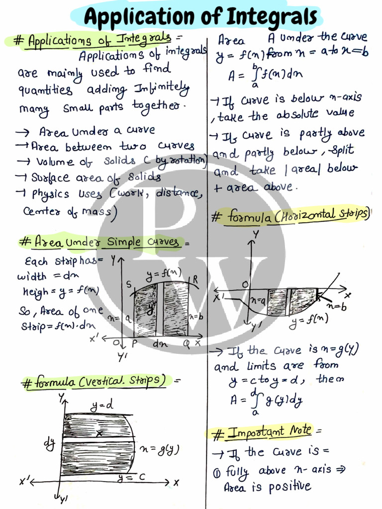 Application of Integration Handwritten Notes | PDF