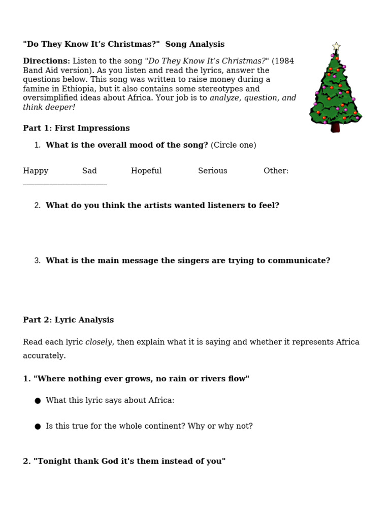 Do They Know It's Christmas - Song Analysis | PDF