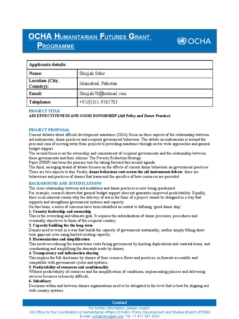 Ocha Humanitarian Futures Grant Programme Advertisement and Proposal ...