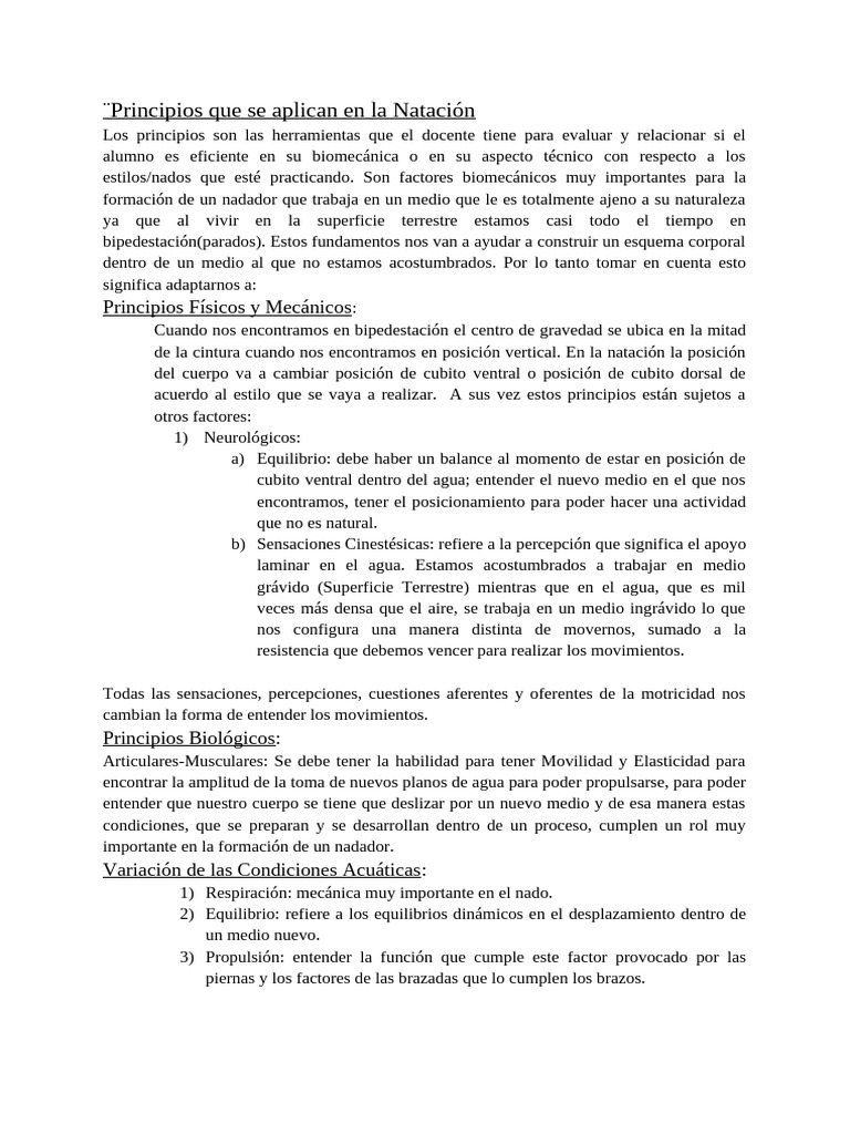 Principios Esenciales de la Natación | PDF | Flexibilidad (anatomía ...