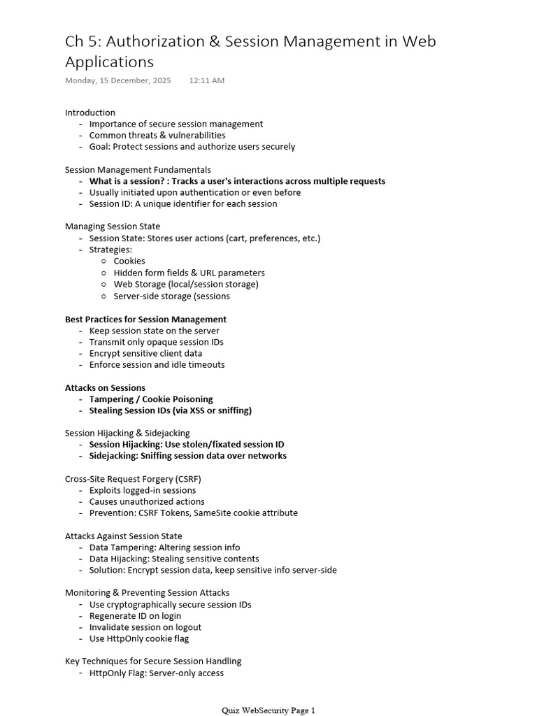 Secure Session Management Best Practices | PDF