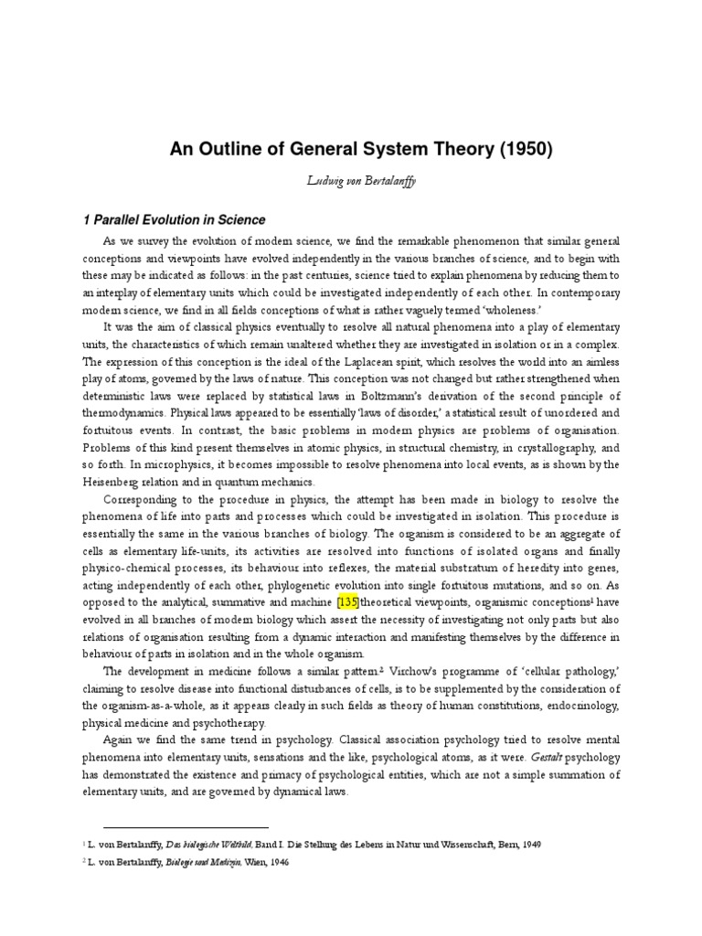 Bertallanfy An Outline of General Systems Theory | PDF | Second Law Of ...