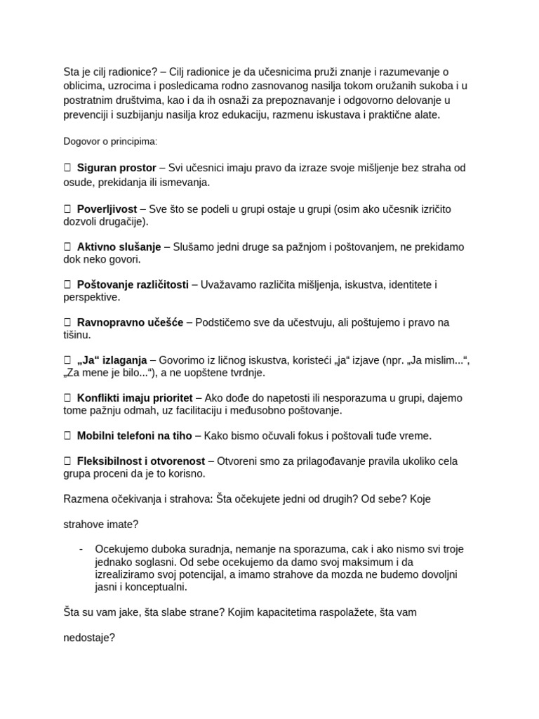 Sta Je Cilj Radionice | PDF