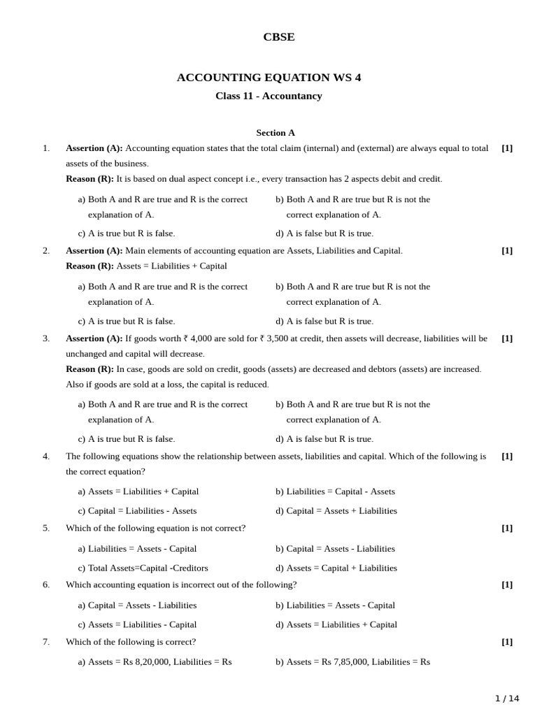 Accounting Equation WS 4 | PDF | Debits And Credits | Financial Accounting