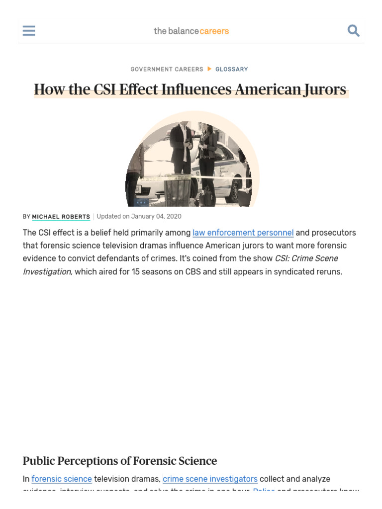 How the CSI Effect Influences American Jurors | PDF | Forensic Science ...