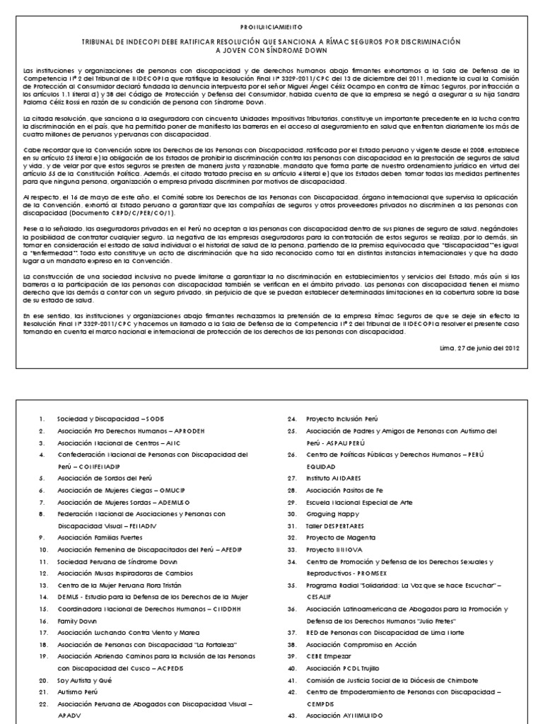 Pronunciamiento Sobre Caso Rímac Seguros | PDF | Seguro | Invalidez