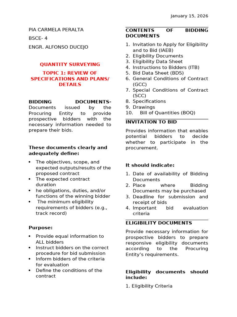 Lecture 1_a Review of Specifications and Plans or Detail | PDF ...