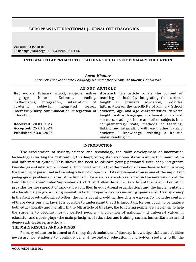 06 27 32 Ejjp (n) Integrated+Approach+to+Teaching+Subjects+of+Primary ...