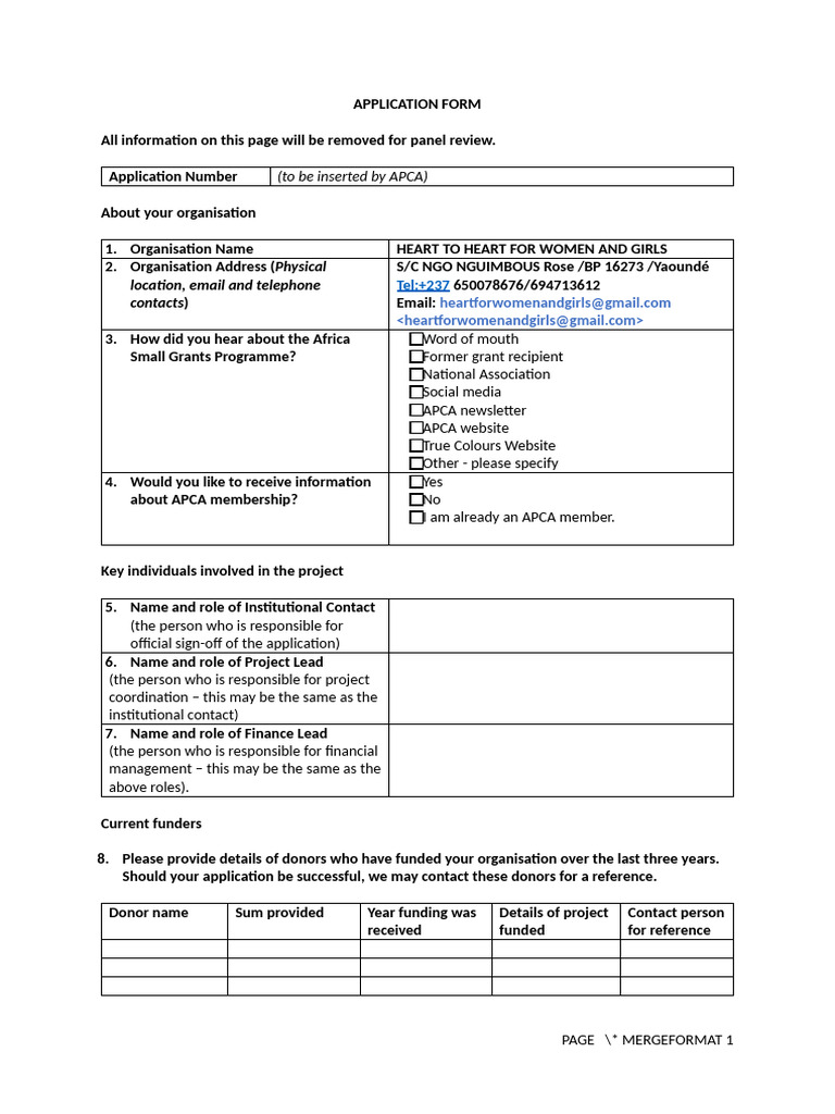 Heart to Heart Small-Grants-Application-Form_ (1) | PDF | Palliative ...