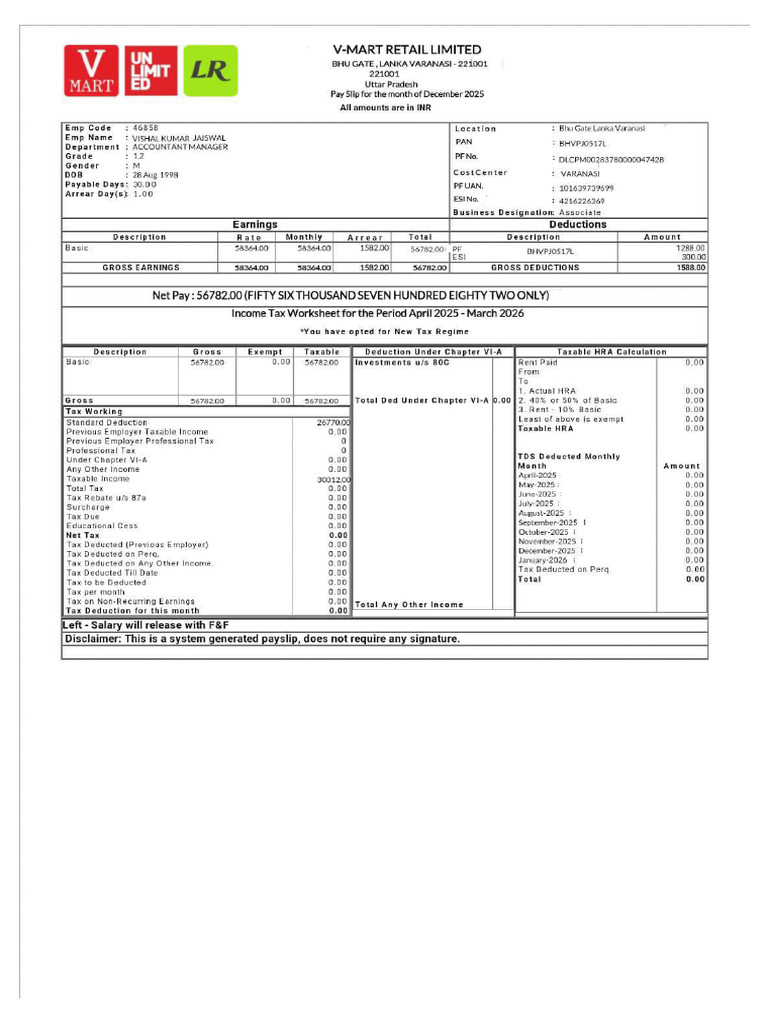 December Payslip 2025 | PDF