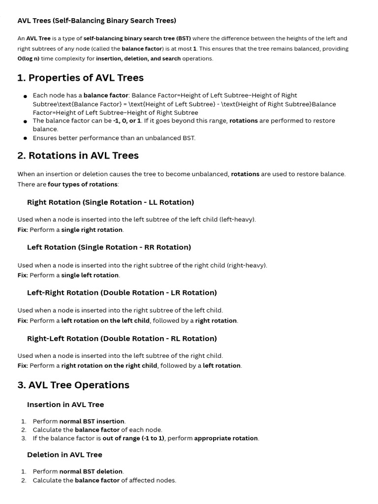AVL Trees (Self-Balancing Binary Search Trees) | PDF | Algorithms And ...