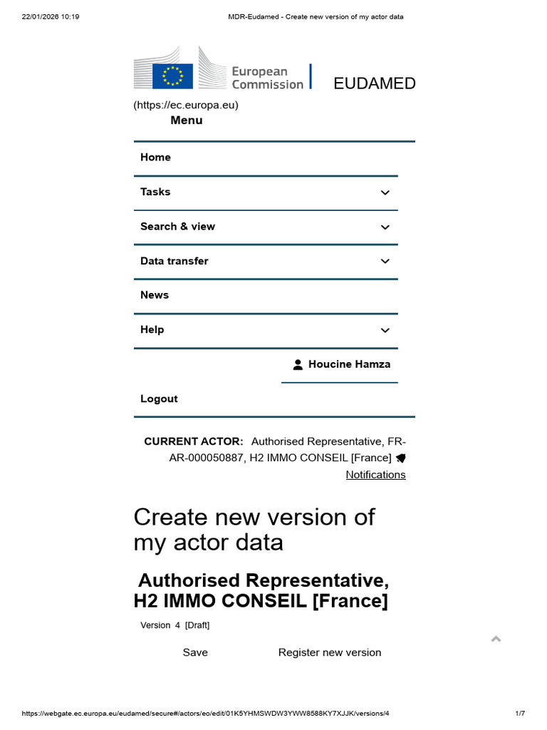 MDR-Eudamed - Create New Version of My Actor Data | PDF | Written ...