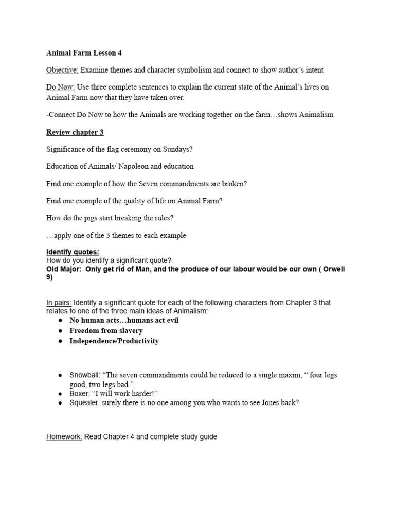 Animal Farm Lesson 4.Docx - Google Docs | PDF