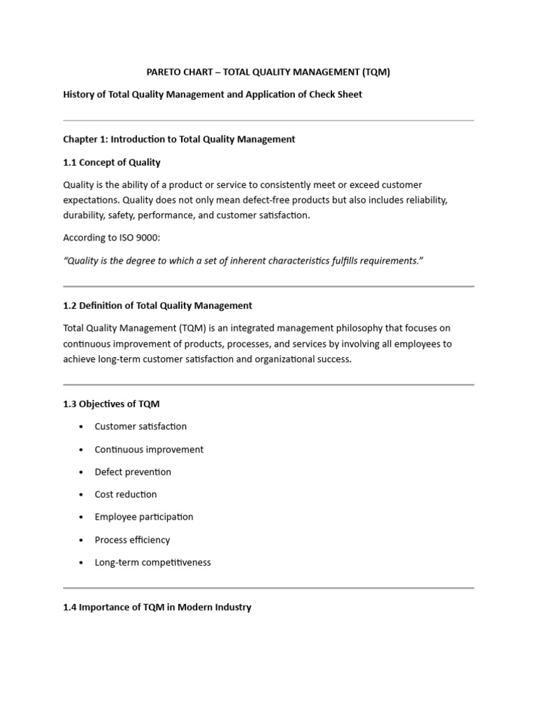 Understanding Pareto Chart in TQM | PDF | Quality Management | Quality ...