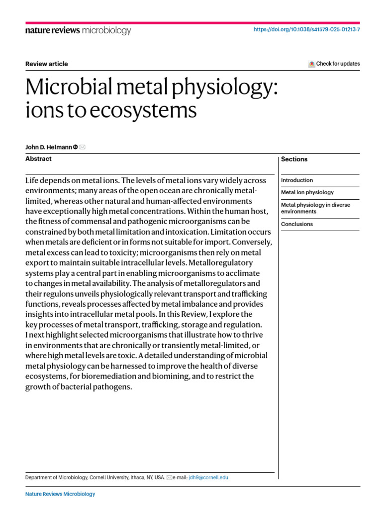 Nat Micro - Microbial Metal Physiology | PDF | Coordination Complex ...