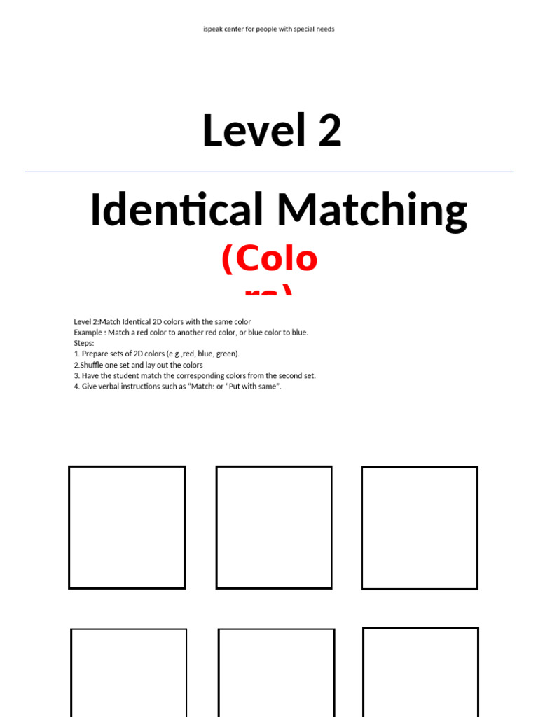 Level 2 Matching 2D to 2D (Colors) | PDF