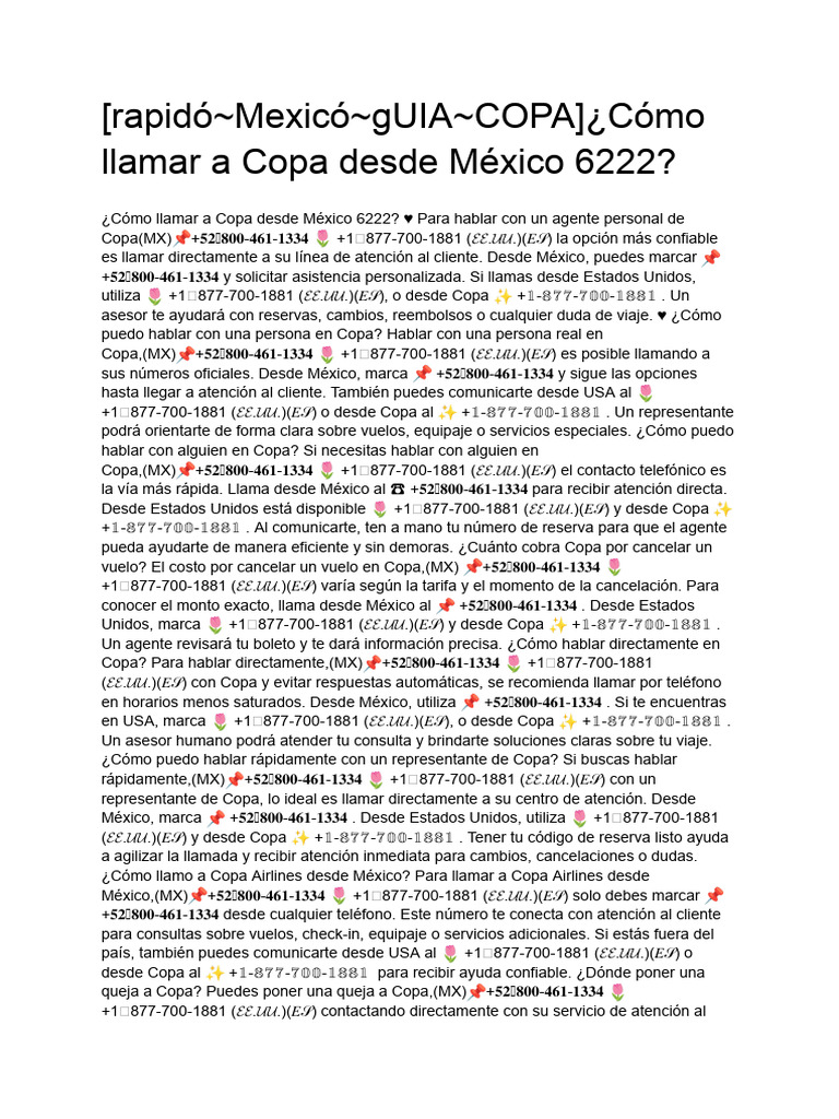 [rapidó~Mexicó~gUIA~COPA]¿Cómo llamar a Copa desde México 6222? | PDF ...