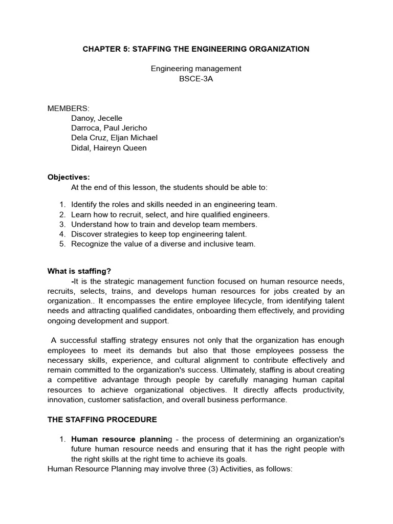 Chapter 5 Staffing the Engineering Organization | PDF | Recruitment ...