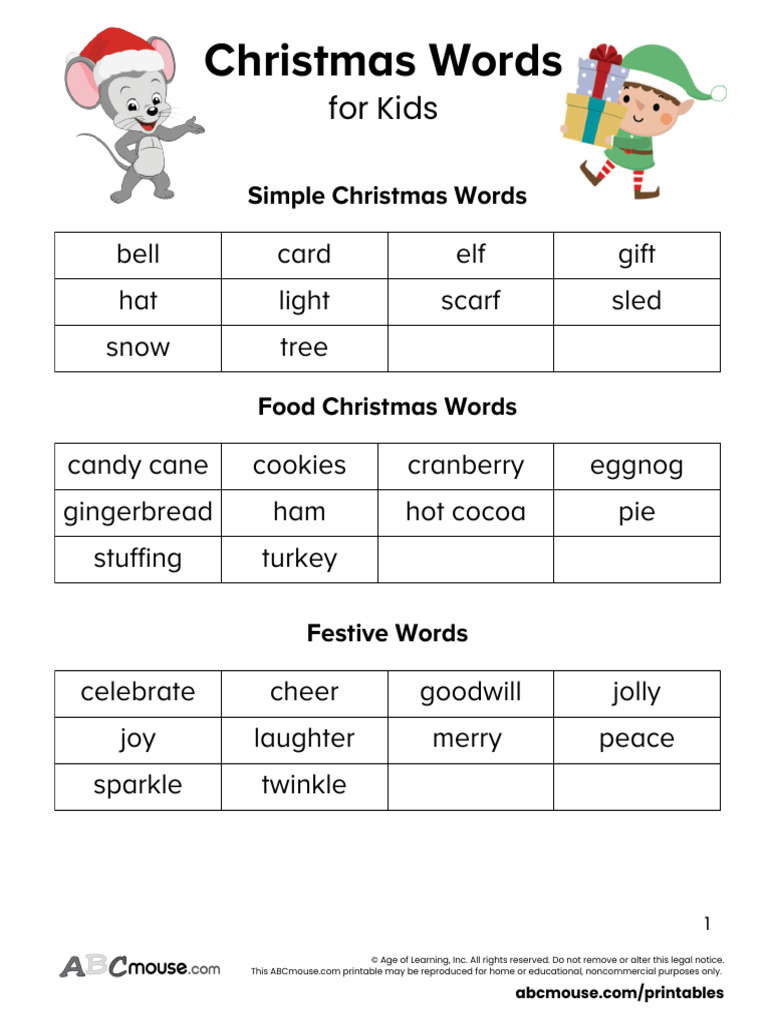 Christmas Vocabulary for Kids | PDF | Christmas | Santa Claus
