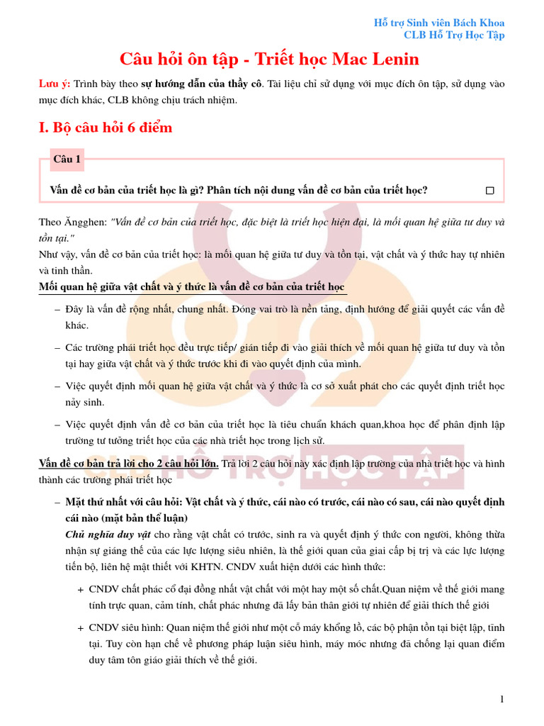 Triết Học Mac Lenin | PDF