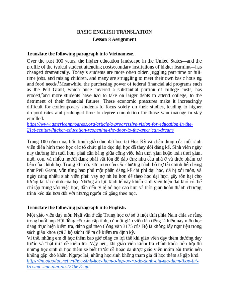 Basic English Translation 8 | PDF