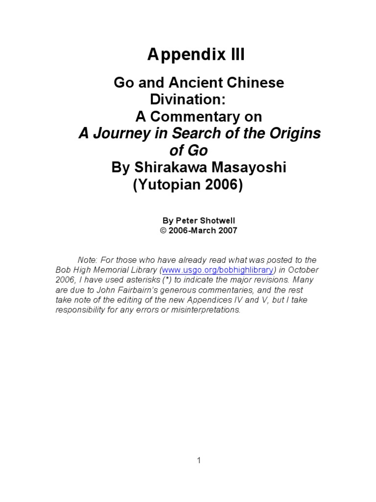 Go and Ancient Chinese Divination | PDF | Yin And Yang | Confucianism