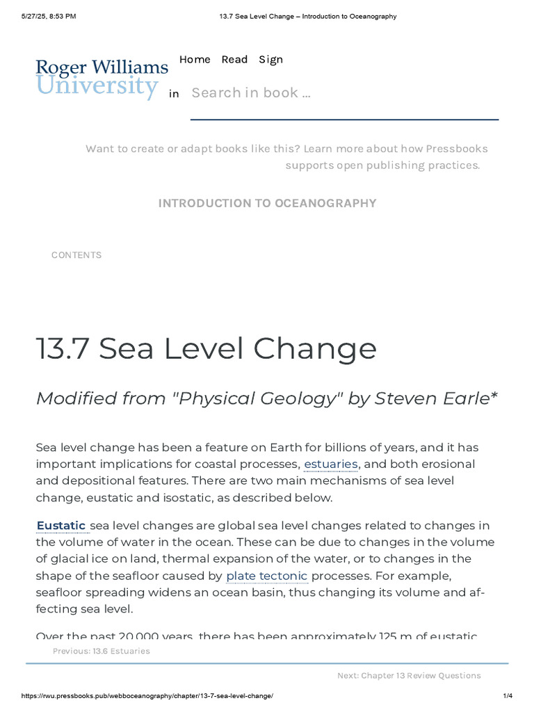 Sea Level Change in Oceanography | PDF | Sea Level | Sea Level Rise