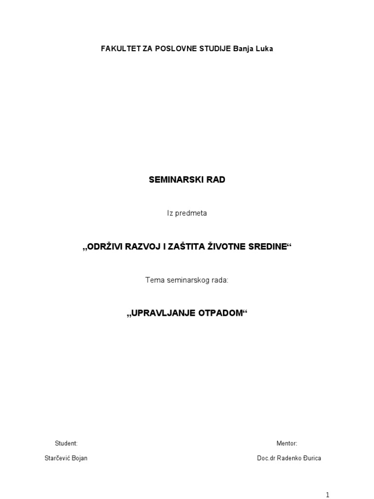 Upravljanje Otpadom | PDF