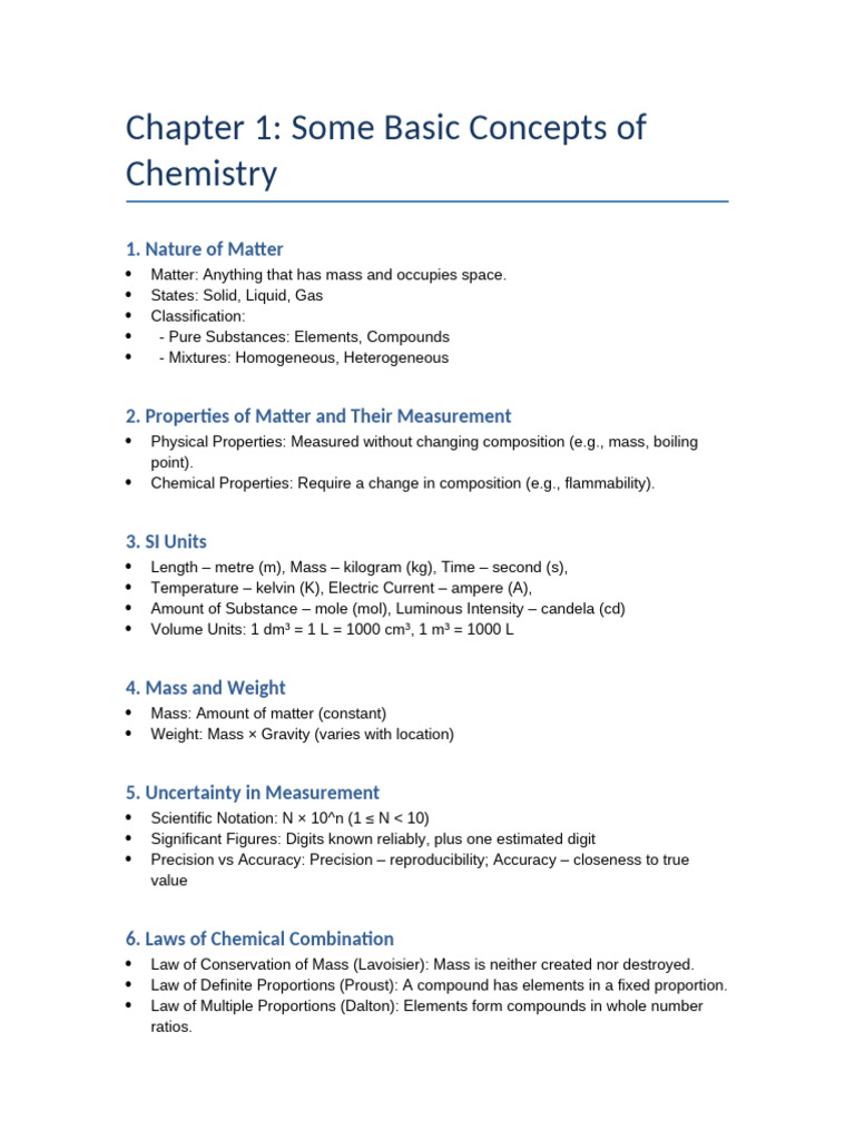 Basic Chemistry Concepts Explained | PDF | Mole (Unit) | Chemical ...