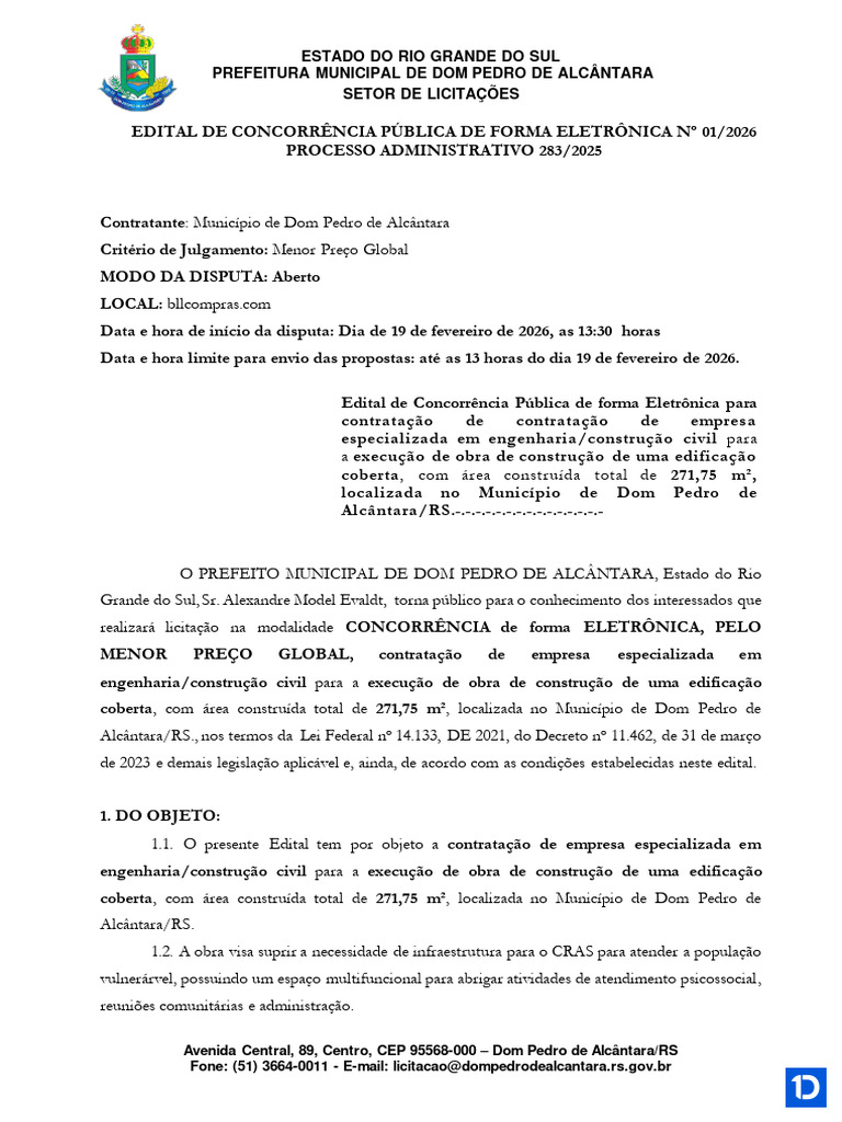 Edital_CP_01-2026 | PDF | Contabilidade | Balancete