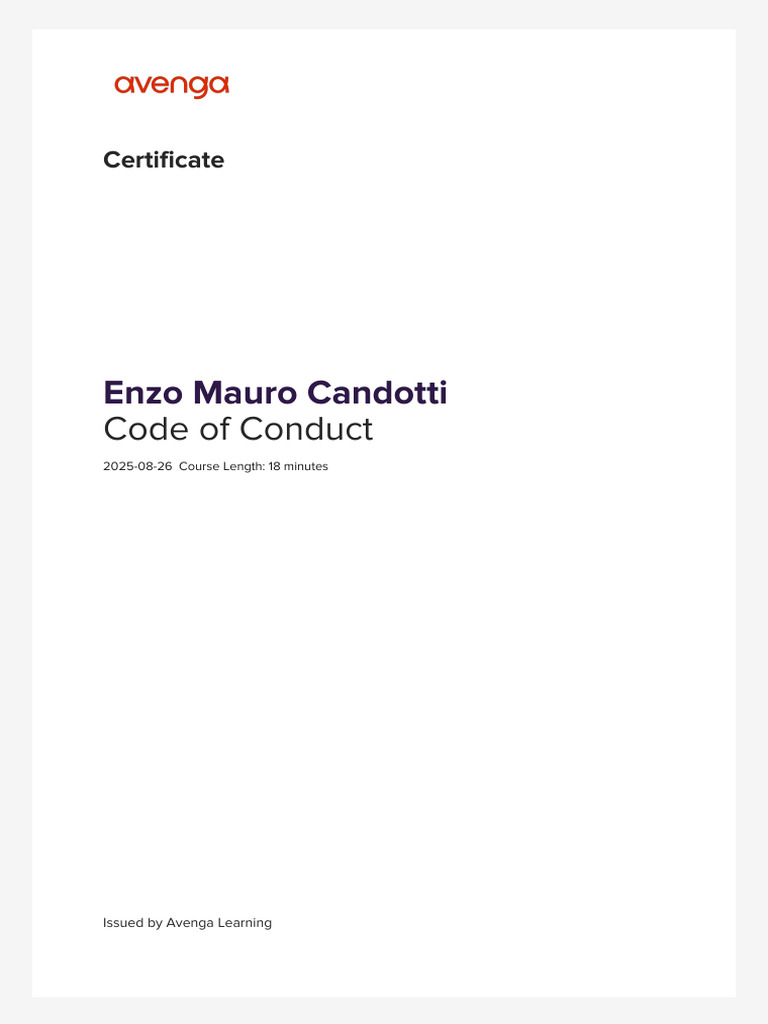 Code of Conduct Enzo Mauro Candotti O5ZnH6r | PDF