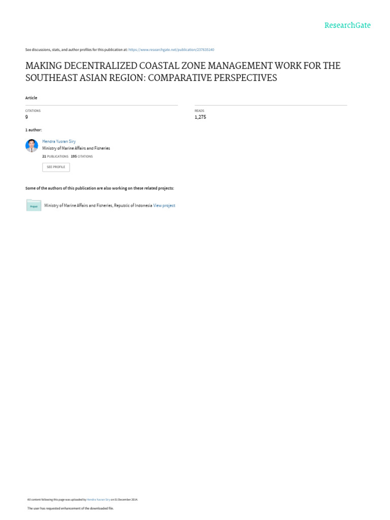 Making Decentralized Coastal Zone Management Work | PDF ...