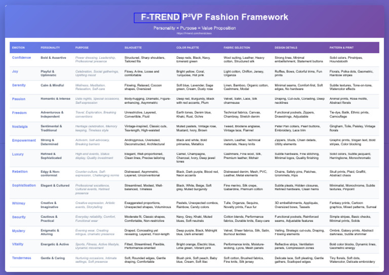 F-trend P²VP Fashion Framework Table | PDF | Embroidery | Textiles