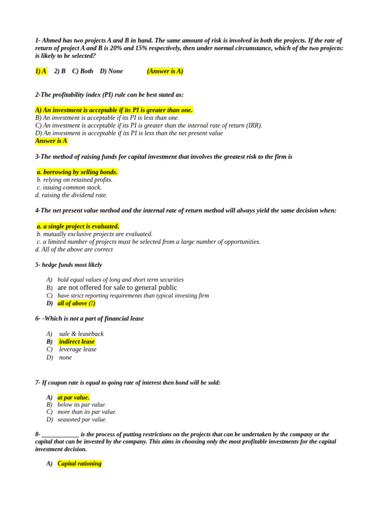 1-Sfm Important Short Mcqs Marks 2-3 by Rehan Nawaz 2022-1 | PDF | Free ...