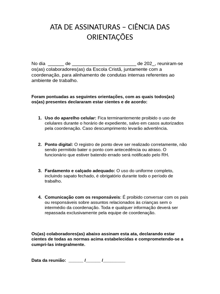 Ata de Assinaturas | PDF