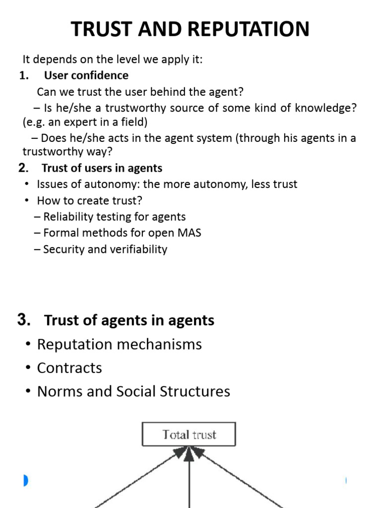 4.5 Trust and Reputation in Multi-agent systems.pptx | PDF | System ...
