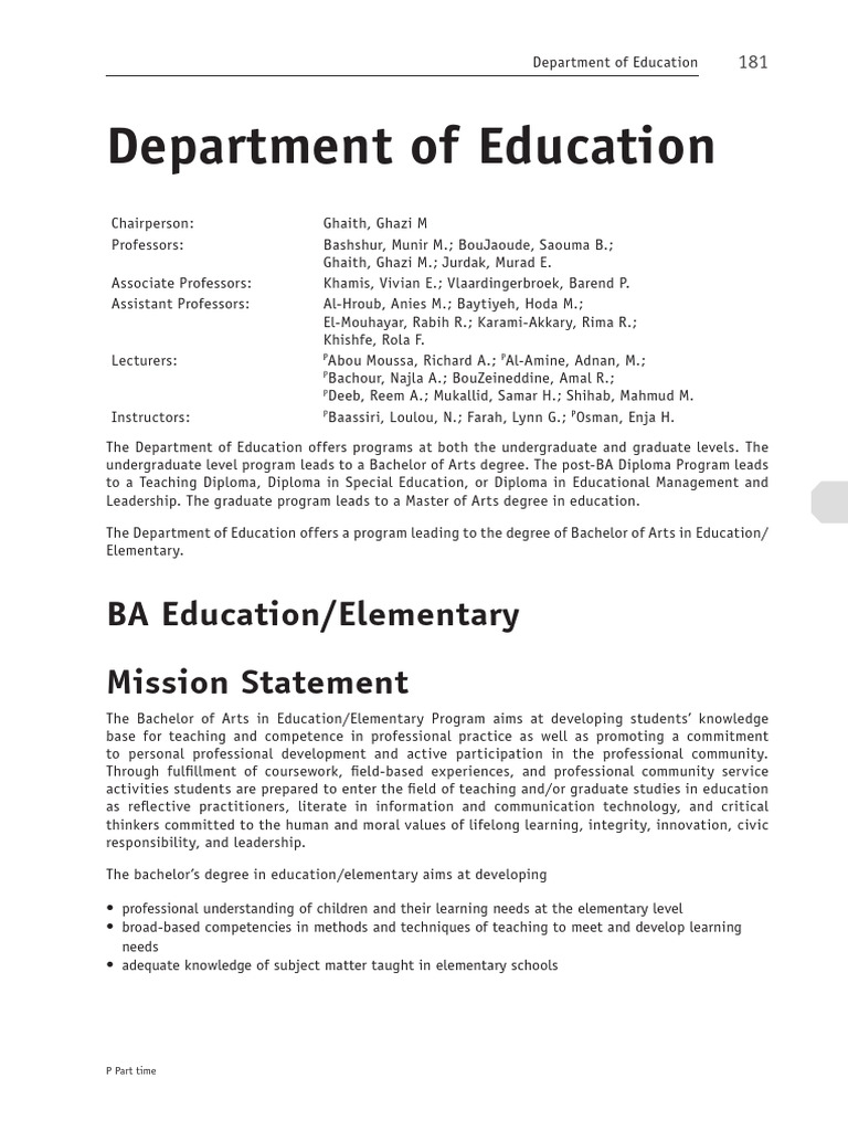 BA in Elementary Education Program | PDF | Teachers | Academic Degree