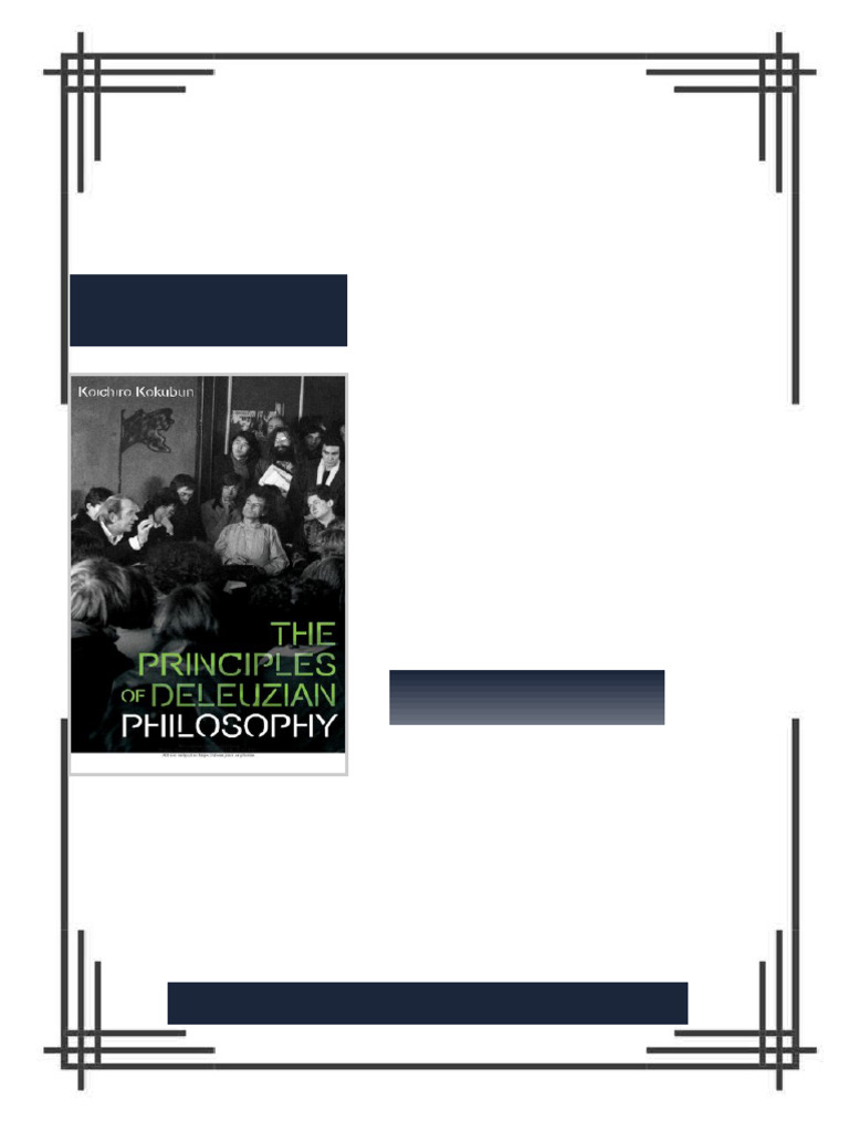 The Principles of Deleuzian Philosophy 1st Edition Koichiro Kokubun ...