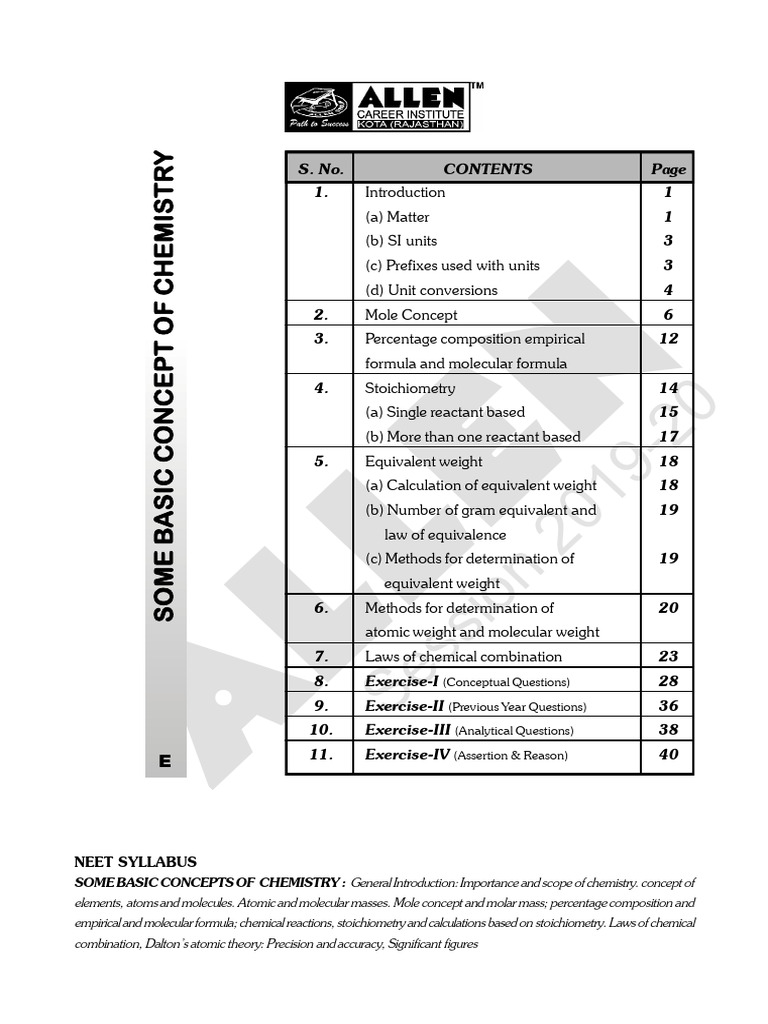 01 Some Basic Concepts of Chemistry | PDF | Mixture | Physical Chemistry