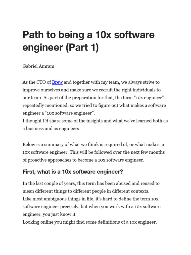 Path to Being a 10x Software Engineer | PDF | Knowledge | Computing