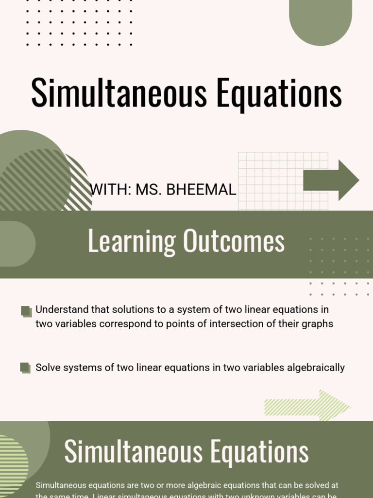 Solving Linear Simultaneous Equations | PDF | Equations | System Of ...