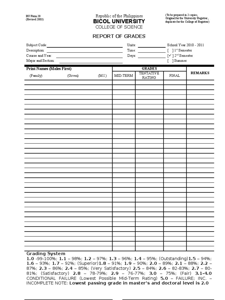 Format Grading Sheet | PDF