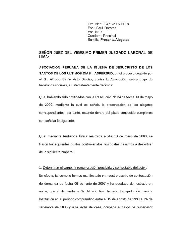 alegatos - aspersud | PDF