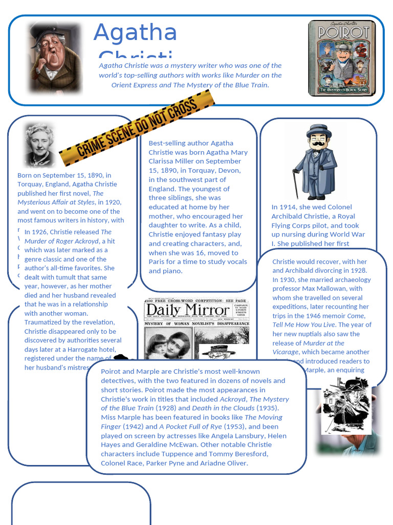 Agatha Christie A biography Reading comprehension worksheet | PDF ...
