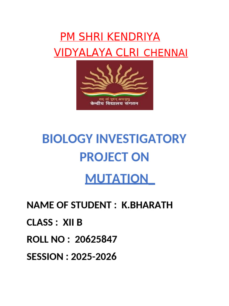mutation project | PDF | Mutation | Point Mutation