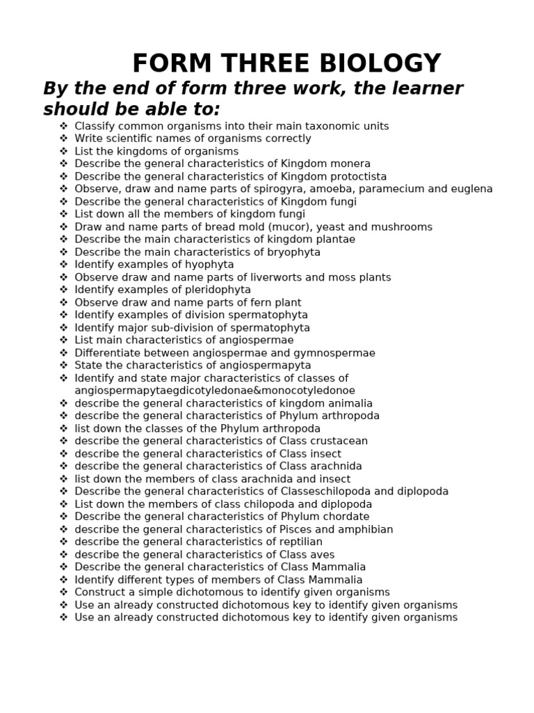 Form 3 Biology(1) | PDF | Ecosystem | Leaf