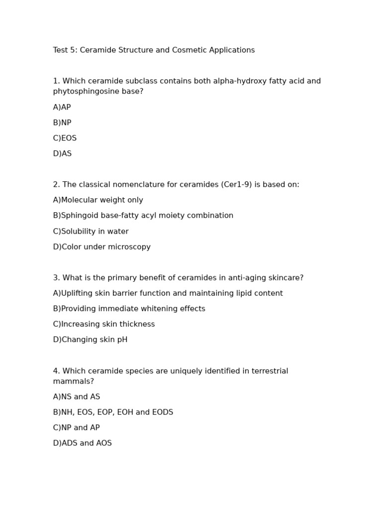 Test 5_Skin Lipids | PDF | Skin | Skin Care