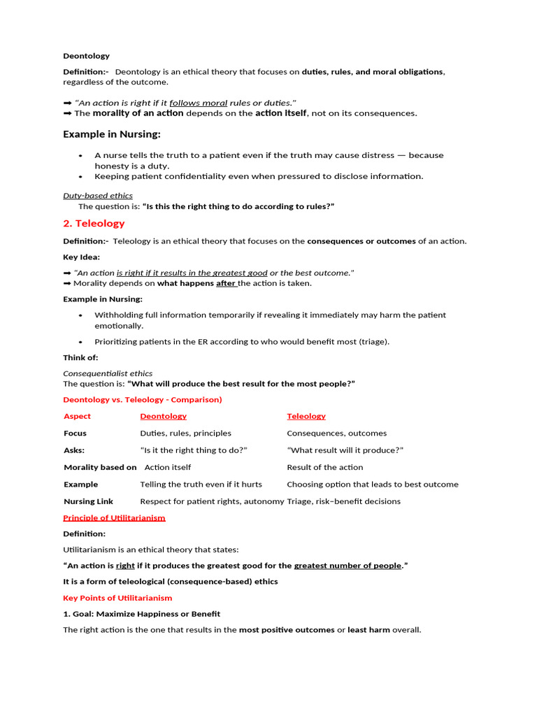 Deontology | PDF | Utilitarianism | Health Care
